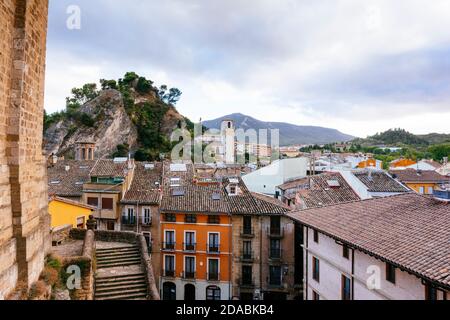Estella Lizarra view with the church of San Miguel, Estella, Navarra ...