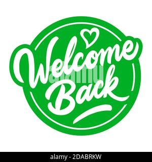 welcome back again sign icon over white background, line style, vector ...