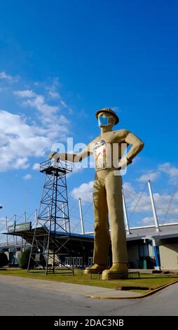 The Golden Driller is a 75-foot-tall, 43,500 lb statue of an oil worker ...