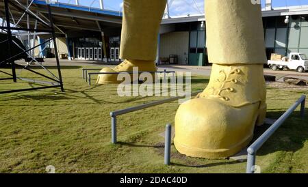 The Golden Driller is a 75-foot-tall, 43,500 lb statue of an oil worker ...