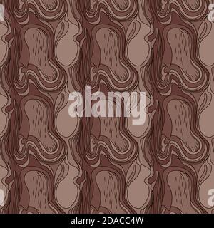 Seamless pattern of randomly interwoven wavy brown lines on the orange ...