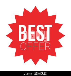 Red sale starburst sticker - stared oval label and badge with best ...