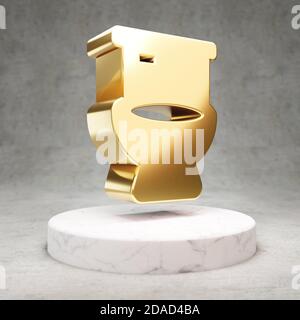 Golden 3d toilet icon isolated on white background - 3d render Stock ...