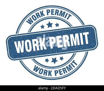 work permit label sign. round stamp. ribbon. band Stock Vector Image ...
