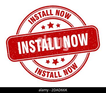 install now stamp. install now round sign. label on transparent ...