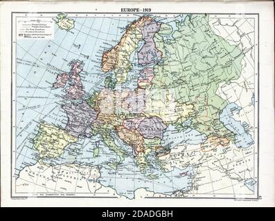 London Geographical Institute's 1919 map of Europe Stock Photo - Alamy
