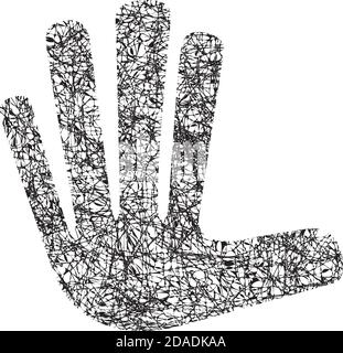 Give five concept vector in line, doodle style. Symbol of friendly ...