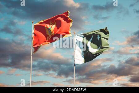 Beautiful national state flags of Montenegro and Israel together at the ...