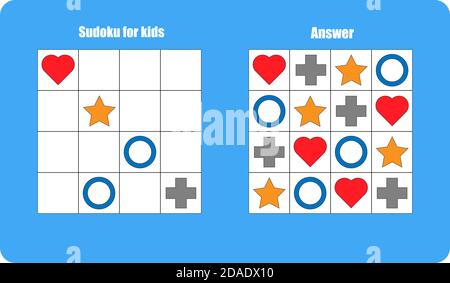 Sudoku game for children with pictures. Kids activity sheet. cute ...
