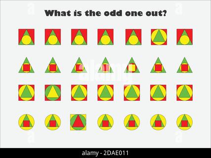 square shape odd one out task for kids coloring book page Stock Vector ...