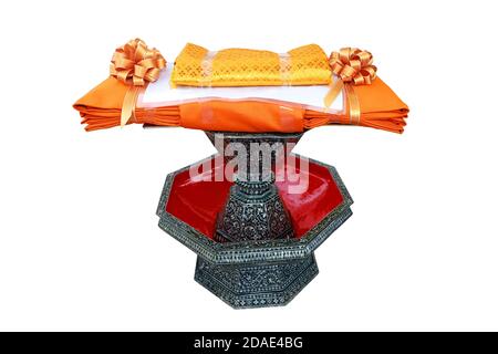 Kathin fabric, Kathin ceremony, Buddhist monk dresses in a carved ...