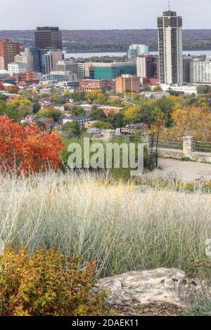 A Vertical colorful scene of Hamilton, Ontario in the fall Stock Photo ...