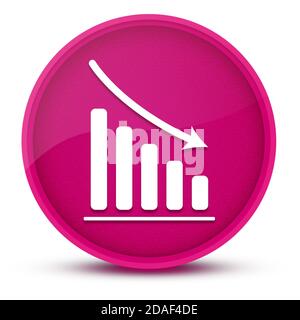 Statistics down luxurious glossy pink round button abstract ...