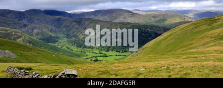Summer view over the Dovedale valley, at the foot of Kirkstone Pass ...