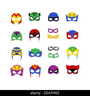 Vector Super Hero Masks Set in Flat Style. Face Character, Superhero ...