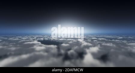 high above clouds sunset 3d render illustration Stock Photo - Alamy