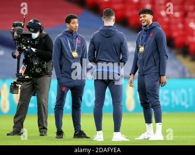 England's (from left to right) Declan Rice, Jude Bellingham and Tyrone ...