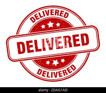 delivered stamp. delivered round sign. label on transparent background ...