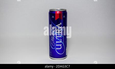 Orlando, FL/USA-2/4/20: An isolated can of Michelob Ultra Beer on a ...