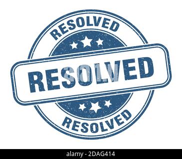 resolved stamp. resolved round isolated sign. resolved label set Stock ...