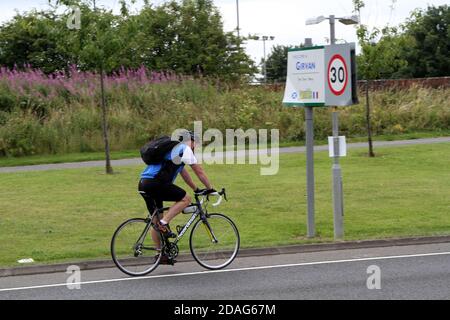 Girvan, Ayrshire, Scotland, UK. Welcome to Girvan sign on the A77 with ...