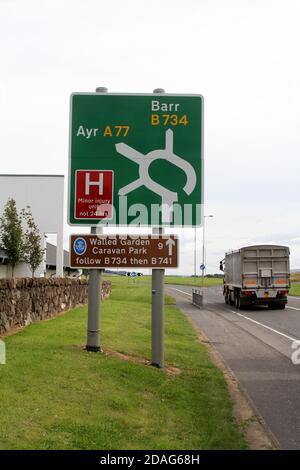 Girvan, Ayrshire, Scotland, UK. Welcome to Girvan sign on the A77 with ...