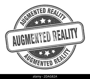 augmented reality stamp. round grunge sign with ribbon Stock Vector ...