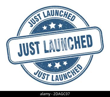 just launched stamp. just launched round sign. label on transparent ...