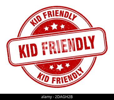 kid friendly stamp. round grunge sign with ribbon Stock Vector Image ...