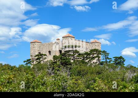 Beautiful shot of a historical Nehaj Castle in Senj, Croatia under a ...