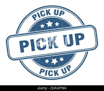 pick up stamp. pick up round sign. label on transparent background ...