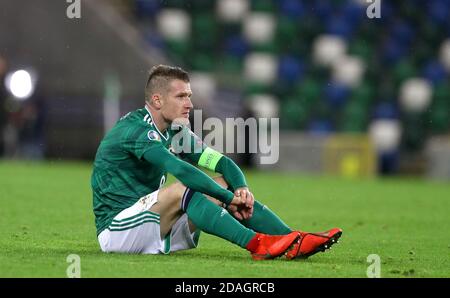 Northern Ireland's Steven Davis reacts after a missed chance during the ...