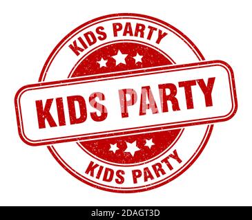kids party stamp. round grunge sign with ribbon Stock Vector Image ...