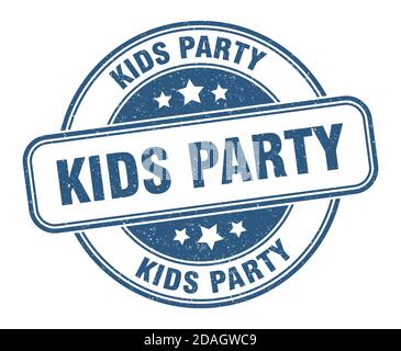 kids party stamp. round grunge sign with ribbon Stock Vector Image ...