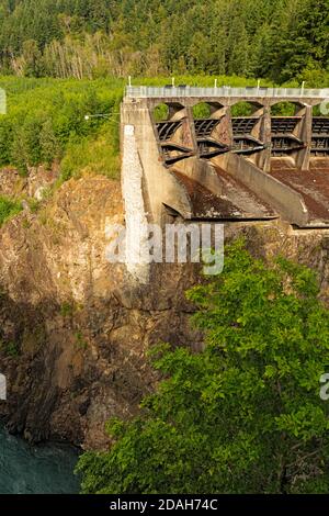 View of the remains of the Glines Canyon Dam on the Elwha River in ...
