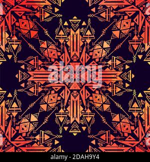 Dark boho stripe seamless pattern in trendy ditsy style. Hand drawn ...