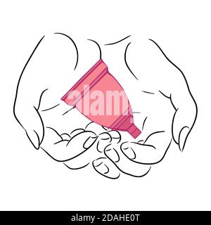 Female hands hold the menstrual cup. Caring for womens health. Zero ...