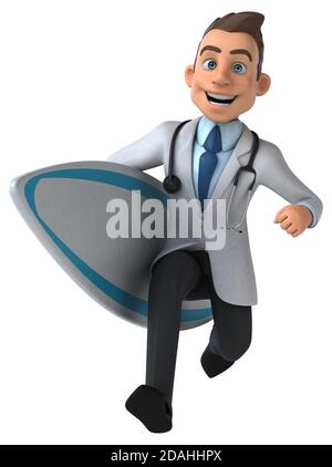 Fun 3D cartoon doctor surfing Stock Photo - Alamy