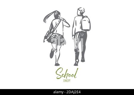 Classmates concept sketch. Isolated vector illustration Stock Vector ...