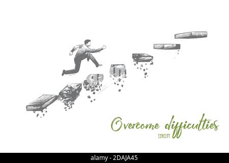 Overcome difficulties concept. Hand drawn isolated vector Stock Vector ...