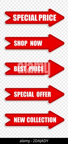Sale tag arrow price offer set. Label sale discount vector icon product ...