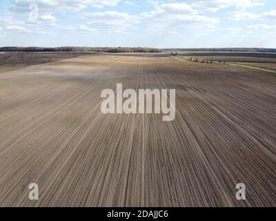 Treated farm field, aerial view. Agricultural land Stock Photo - Alamy