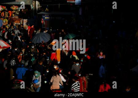 Kathmandu, Nepal. 13th Nov, 2020. Festive shoppers throng the Ason ...