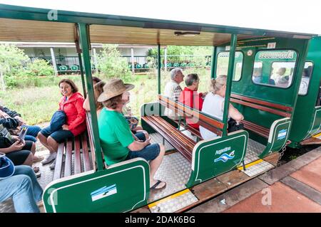 Visitors boarding a Jungle train ( Rainforest Ecological Train) at the ...