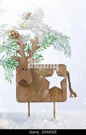 Christmas Decoration, Moose Couple In Love, Snow And Trees Stock Photo ...