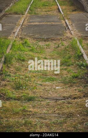 detail of old railroad tracks covered with rust Stock Photo - Alamy