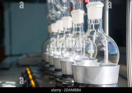Soxhlet extractor. Round bottom flask on a heating mantle Stock Photo ...