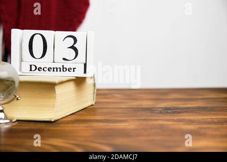 December 3rd, 3 December, Third of December - White block calendar on ...