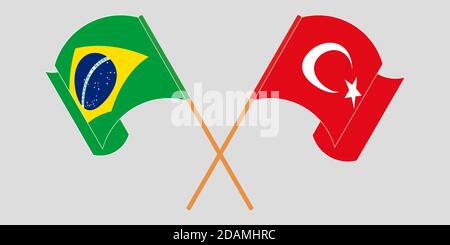Turkey and Brazil flags for official meeting against background of ...