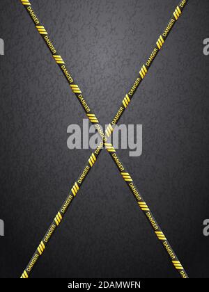 Danger tape on asphalt background. Vector illustration Stock Photo - Alamy